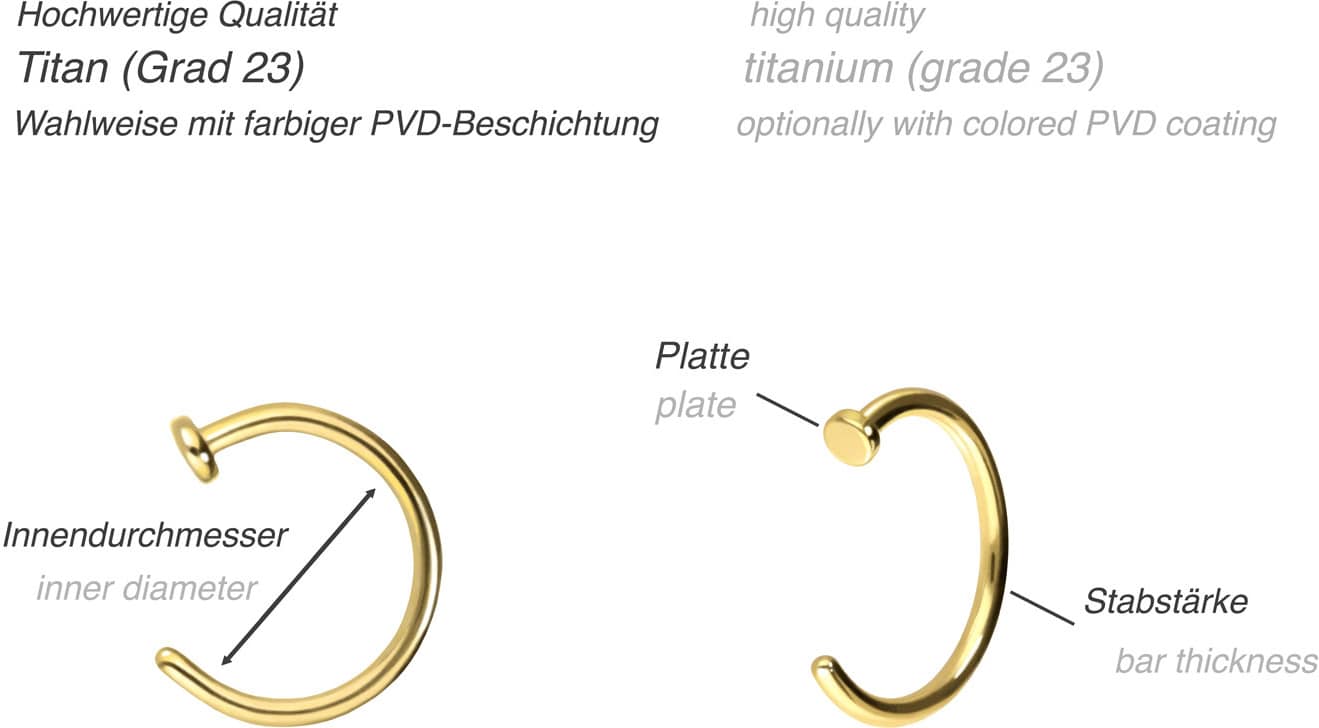 Titan Nasenring offen PLATTE | PIERCINGLINE